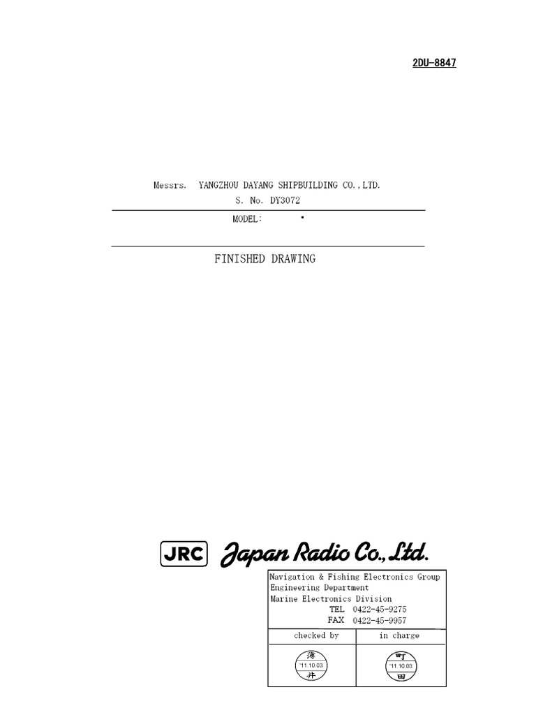 Detailed technical drawings and specifications for an echo sounder ...