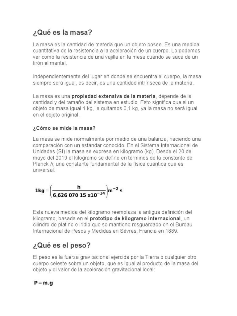 Qué Es La Masa | PDF