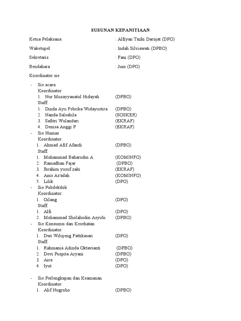 SUSUNAN KEPANITIAAN | PDF