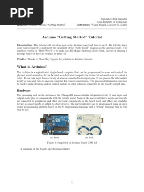 Arduino Uno Pdf Tutorial