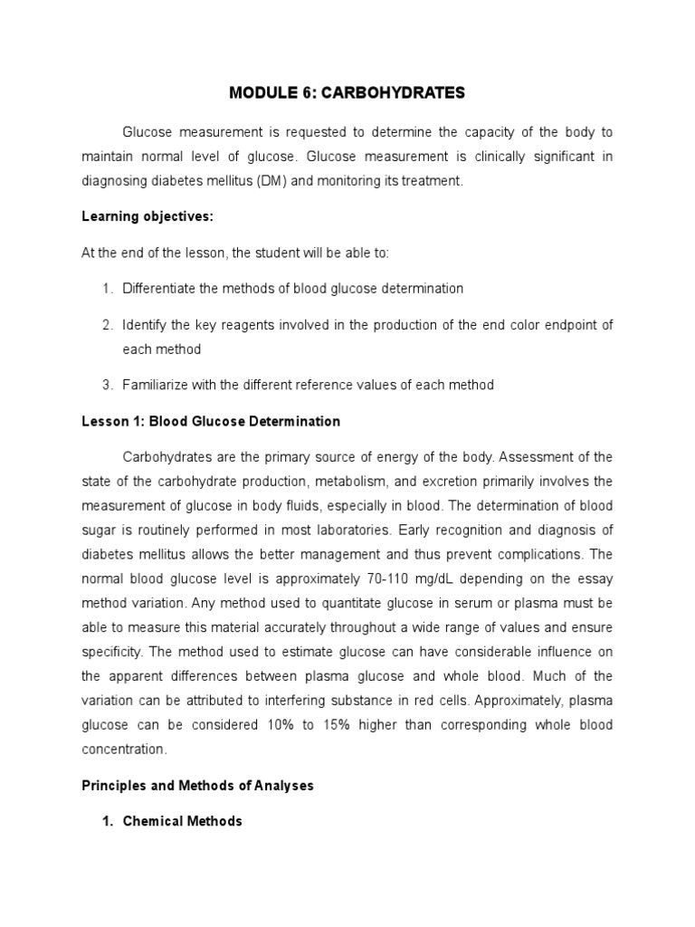 Module 6: Carbohydrates: Learning Objectives | PDF | Glucose | Copper