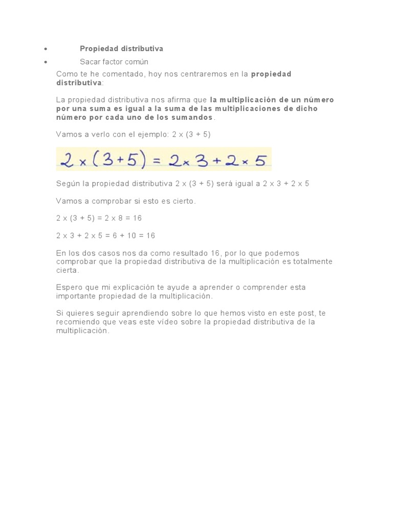 Ejemplos y explicación de la propiedad distributiva | PDF | Métodos y ...