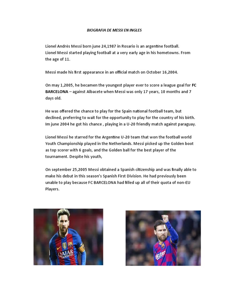 Messi: Biografía en Inglés | PDF