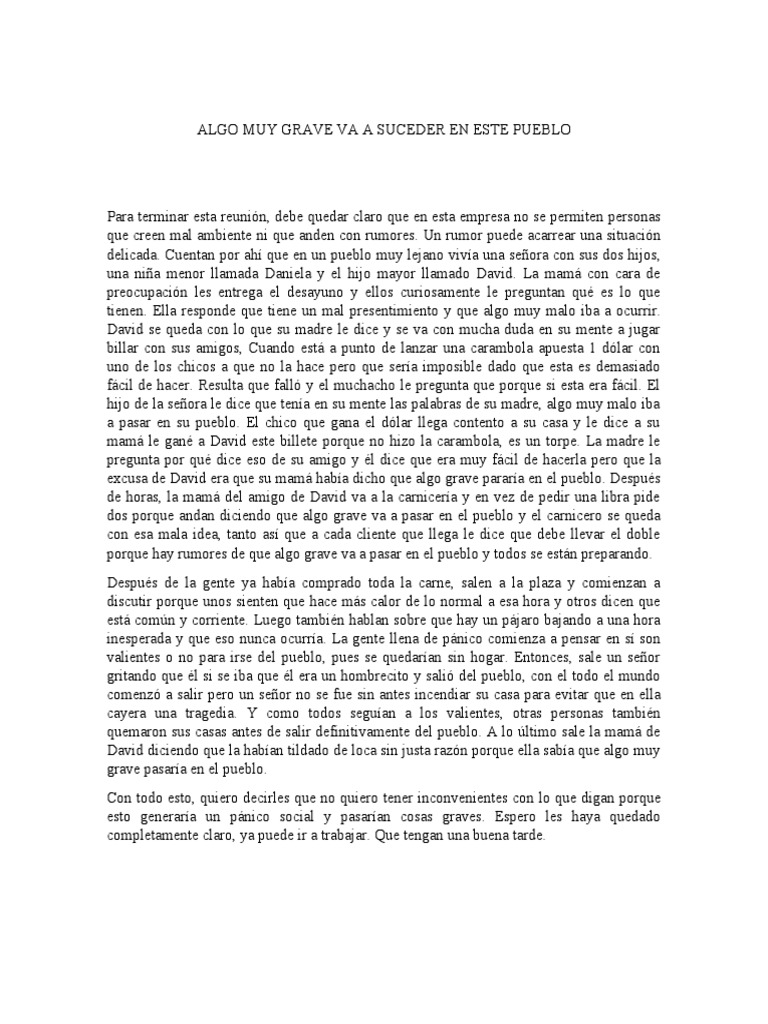 Algo Muy Grave Va A Suceder en Este Pueblo | PDF