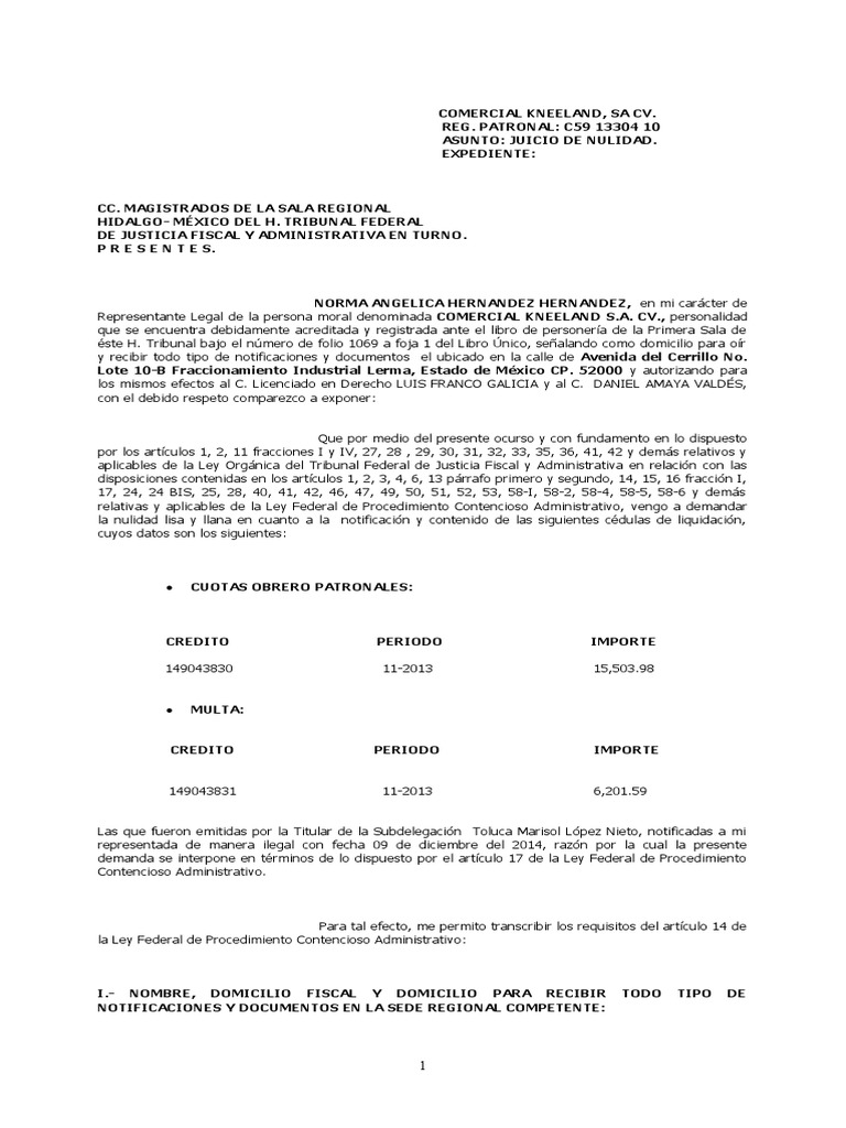 Demanda Dif y Multa Nuevo Formato Dif X Acato | PDF | Caso de ley | Sentencia (ley)