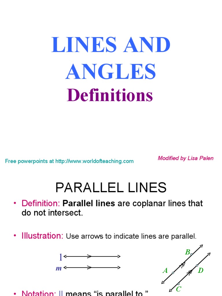 Lines and Angles: Definitions | PDF | Space | Geometry