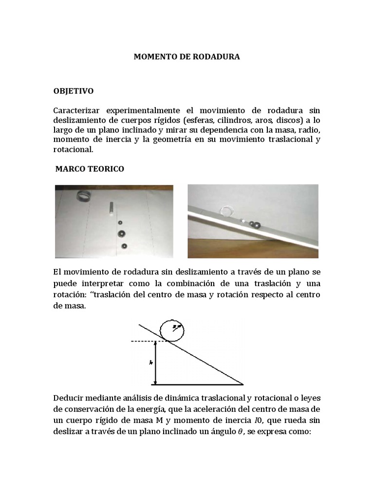 Lab - Momento de Rodadura | PDF | Masa | Tasas temporales