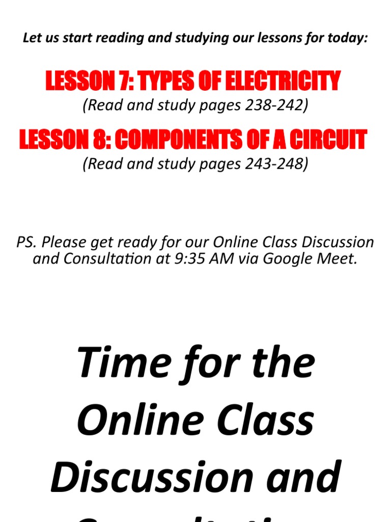 Science 5 Lessons 7 & 8 Types of Electricity & Parts of Circuit | PDF ...