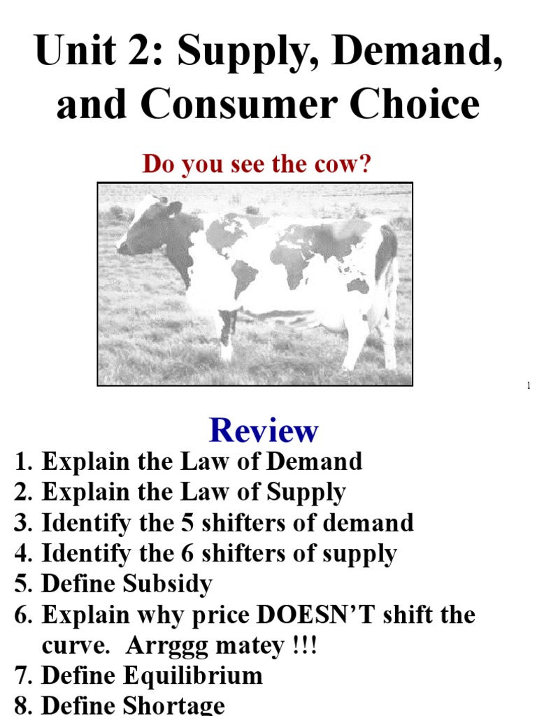 Unit 2: Supply, Demand, and Consumer Choice: Do You See The Cow? | PDF ...