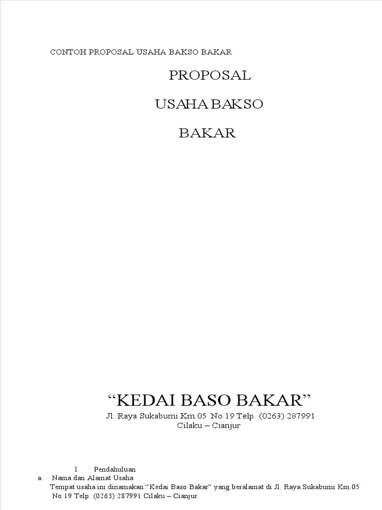 Contoh Proposal Usaha Bakso Bakar | PDF