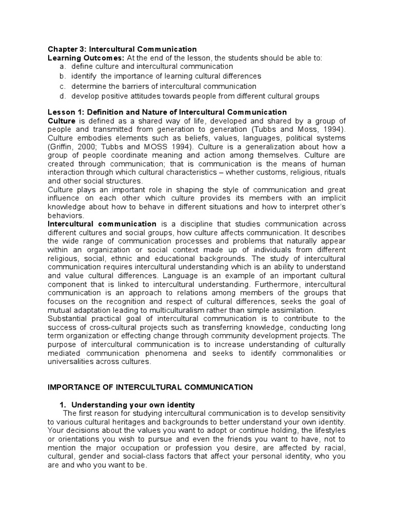 Chapter 3 - Intercultural Communication | PDF | Cross Cultural ...