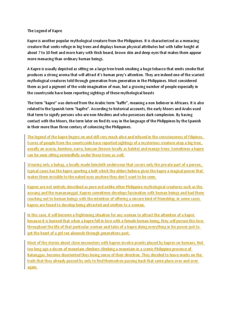 The Legend of Kapre | PDF