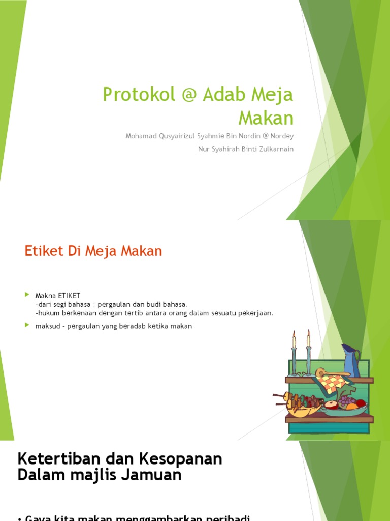 Protokol at Adab Meja Makan Cai Hensem Kacak Bergaya . | PDF