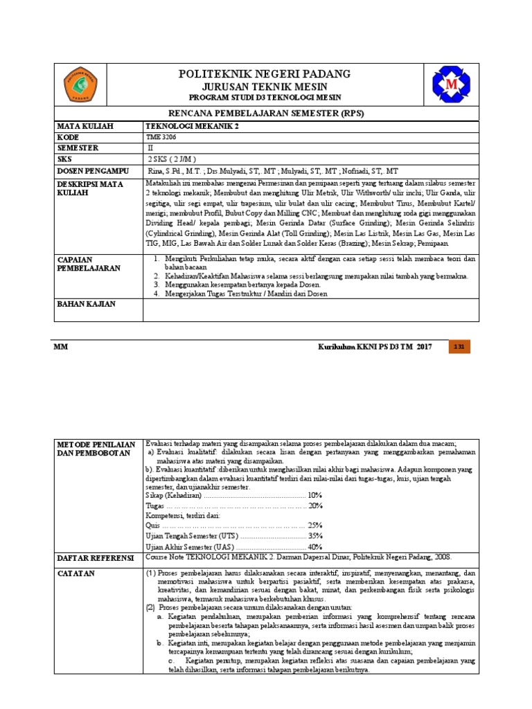 2.tme 3206 - Teknogi Mekanik. 2. | PDF