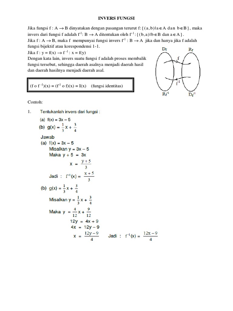 Materi Invers Fungsi KLS 10 | PDF