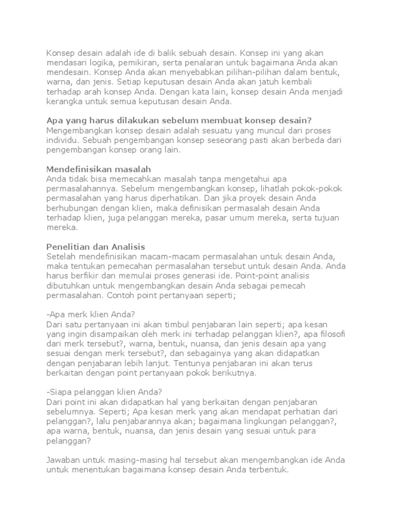 Konsep Desain Adalah Ide Di Balik Sebuah Desain | PDF