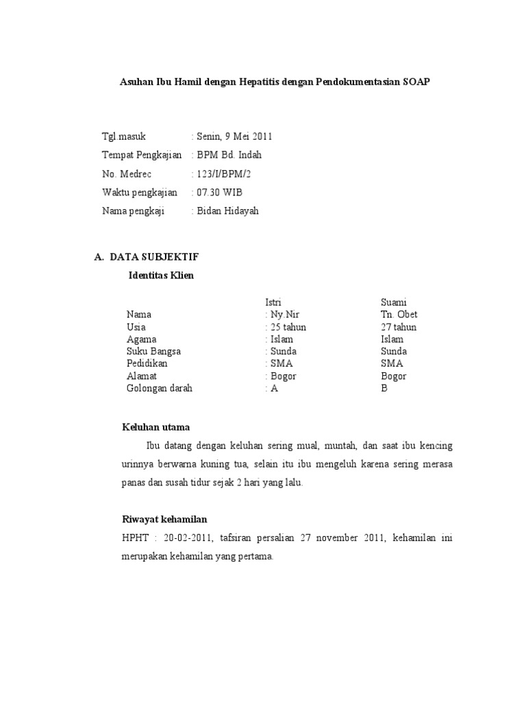 Contoh Soap Ibu Hamil Dengan Hepatitis Kelompok 8 Pdf