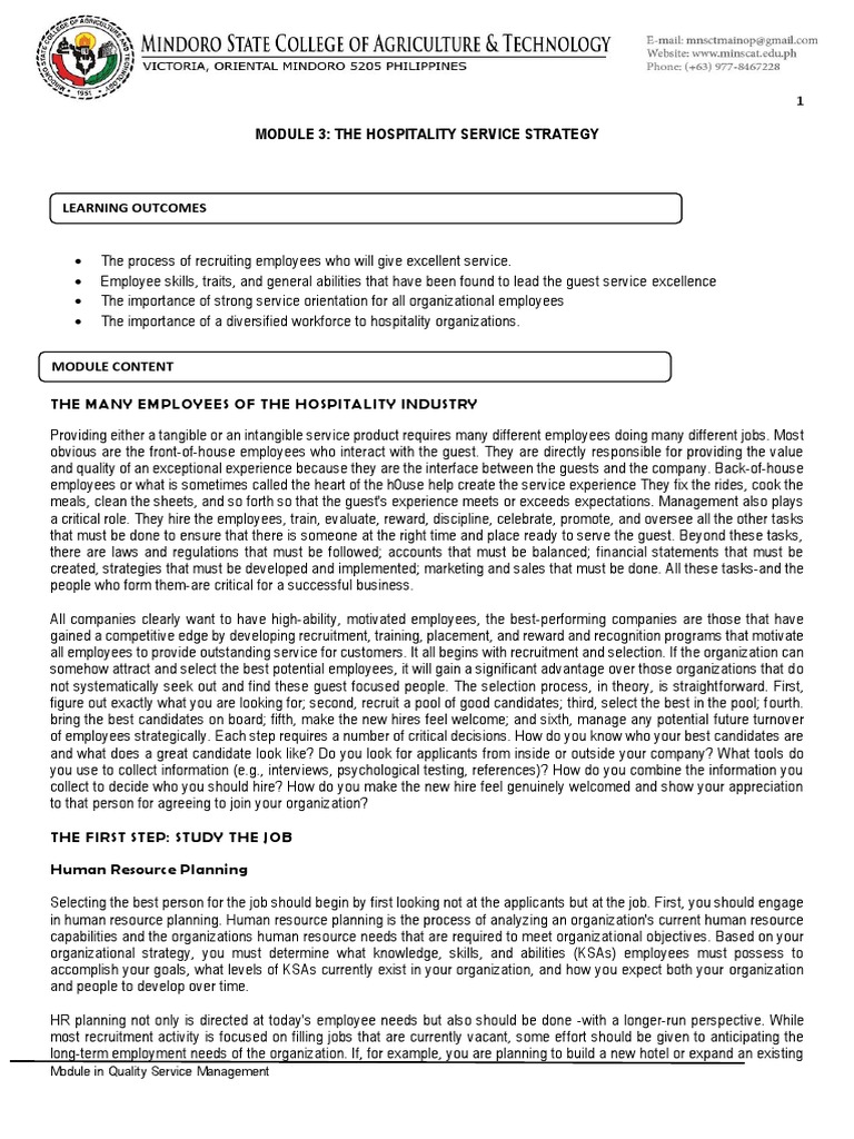 Module 3 Quality Service Management | PDF | Competence (Human Resources ...