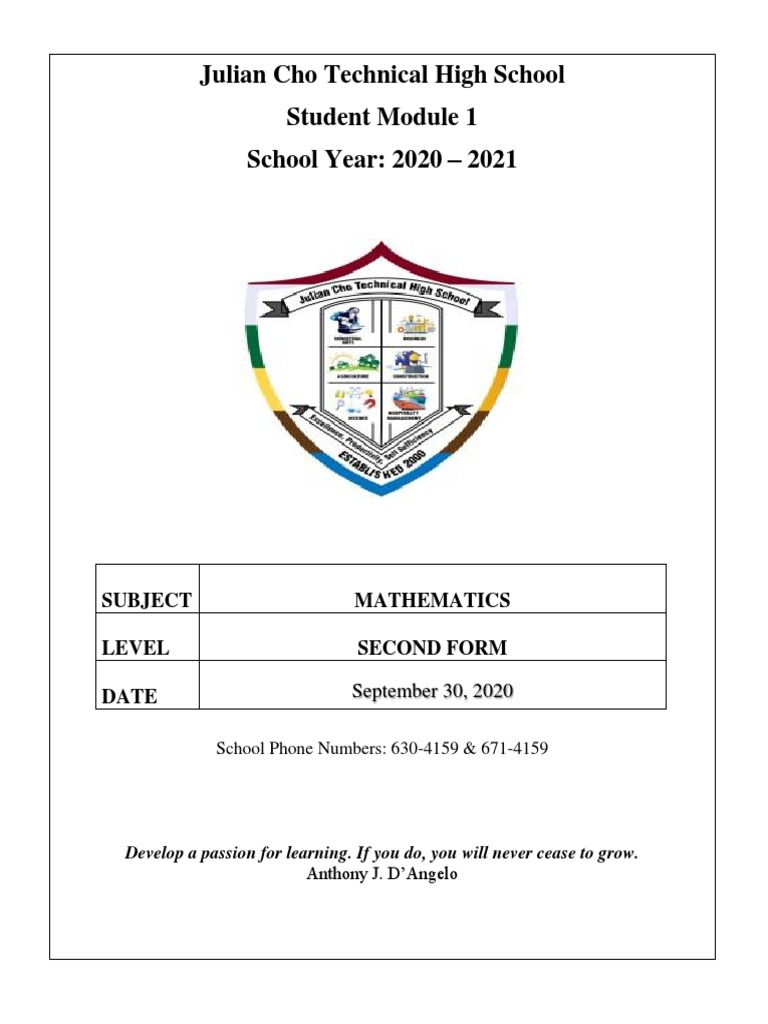 Second Form Mathematics Module1 | PDF | Percentage | Decimal