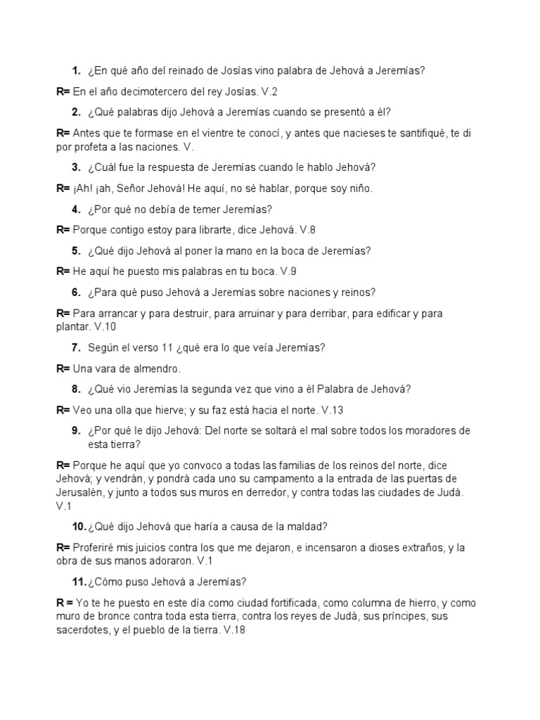 Actividades sobre Jeremías 1 para niños | PDF