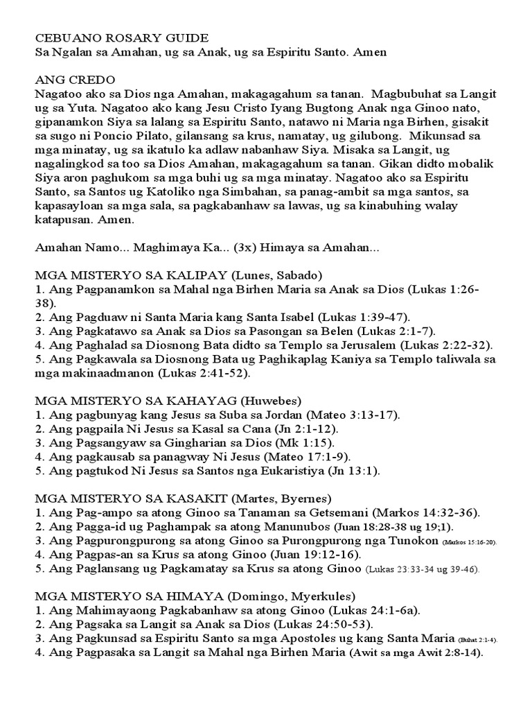 Cebuano Rosary Guide | PDF