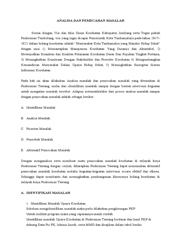 Analisa Dan Pemecahan Masalah | PDF