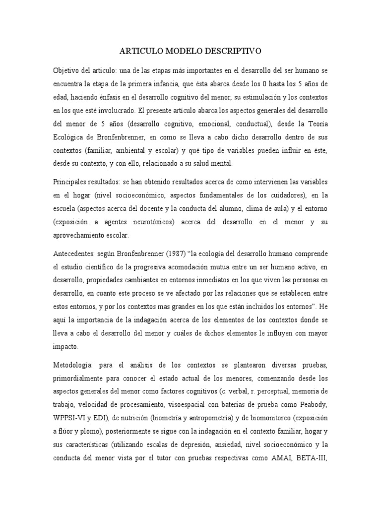 Articulo Modelo Descriptivo | PDF | Comportamiento | Las emociones