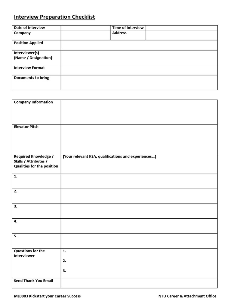 Topic 5 - Interview Preparation Checklist | PDF