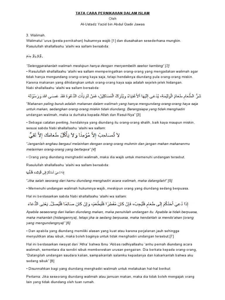 Walimatul Urus Tata Cara Pernikahan Dalam Islam | PDF
