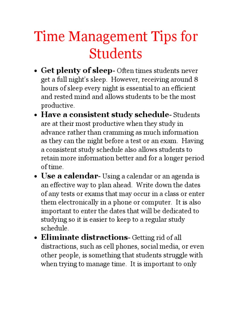 Time Management Tips For Students | PDF