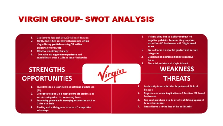 Virgin Group-Swot Analysis: Strengths Weakness Threats Opportunities | PDF