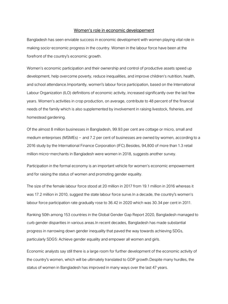 Women's Role in Economic Development | PDF