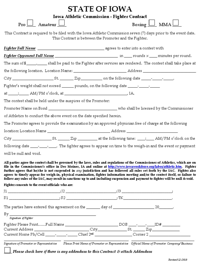 Pro - Amateur - Boxing - MMA - : Iowa Athletic Commission - Fighter ...