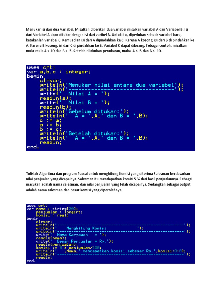 Menukar Isi Dari Dua Variabel | PDF