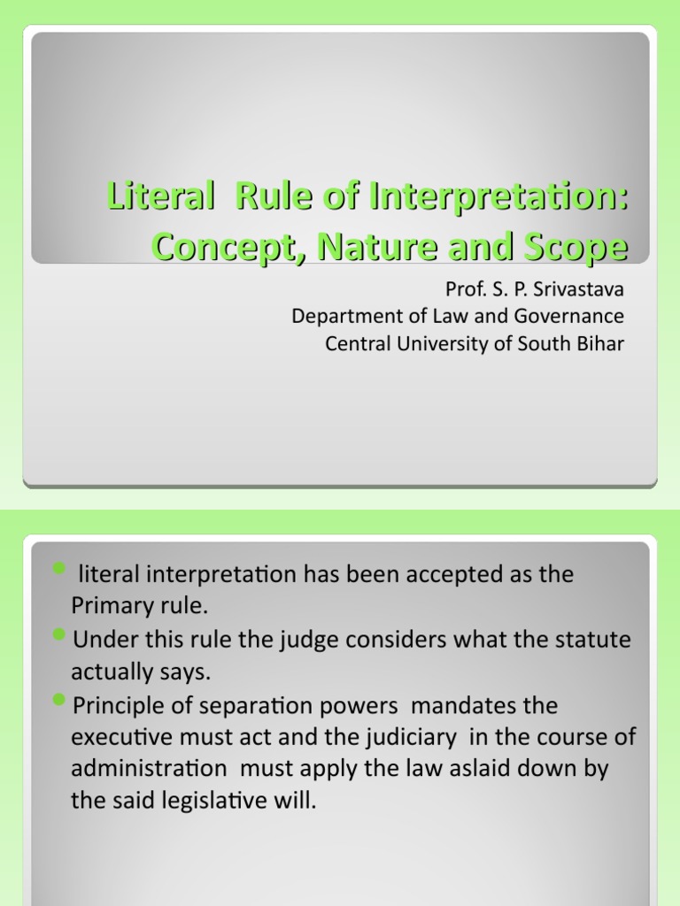 Understanding the Literal Rule of Interpretation | PDF | Plain Meaning ...