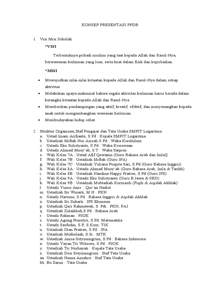 Konsep Presentasi PPDB | PDF
