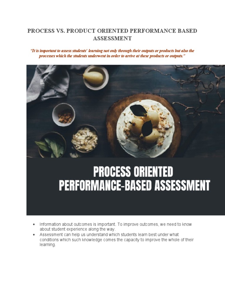 Process and Product Oriented PBA | PDF | Rubric (Academic) | Educational Assessment