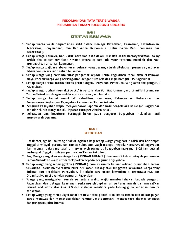 PEDOMAN DAN TATA TERTIB PERUMAHAN | PDF