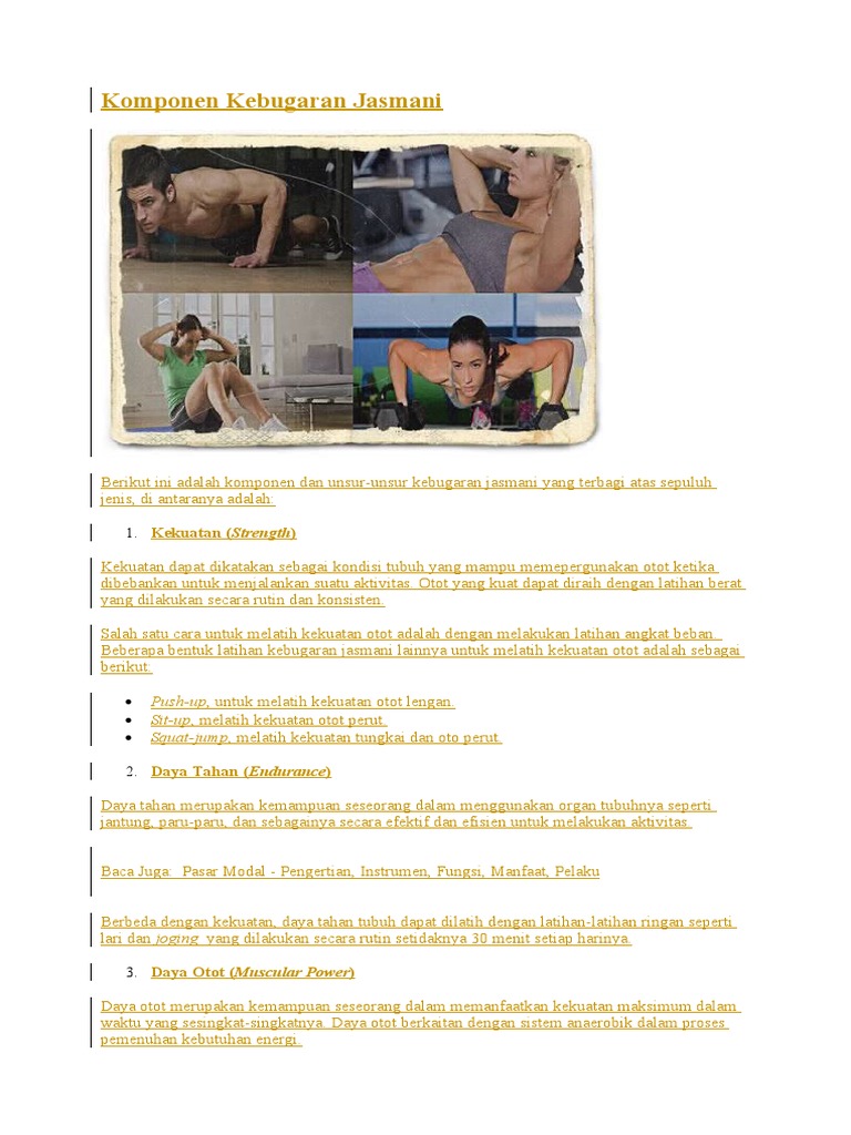 Komponen Kebugaran Jasmani | PDF