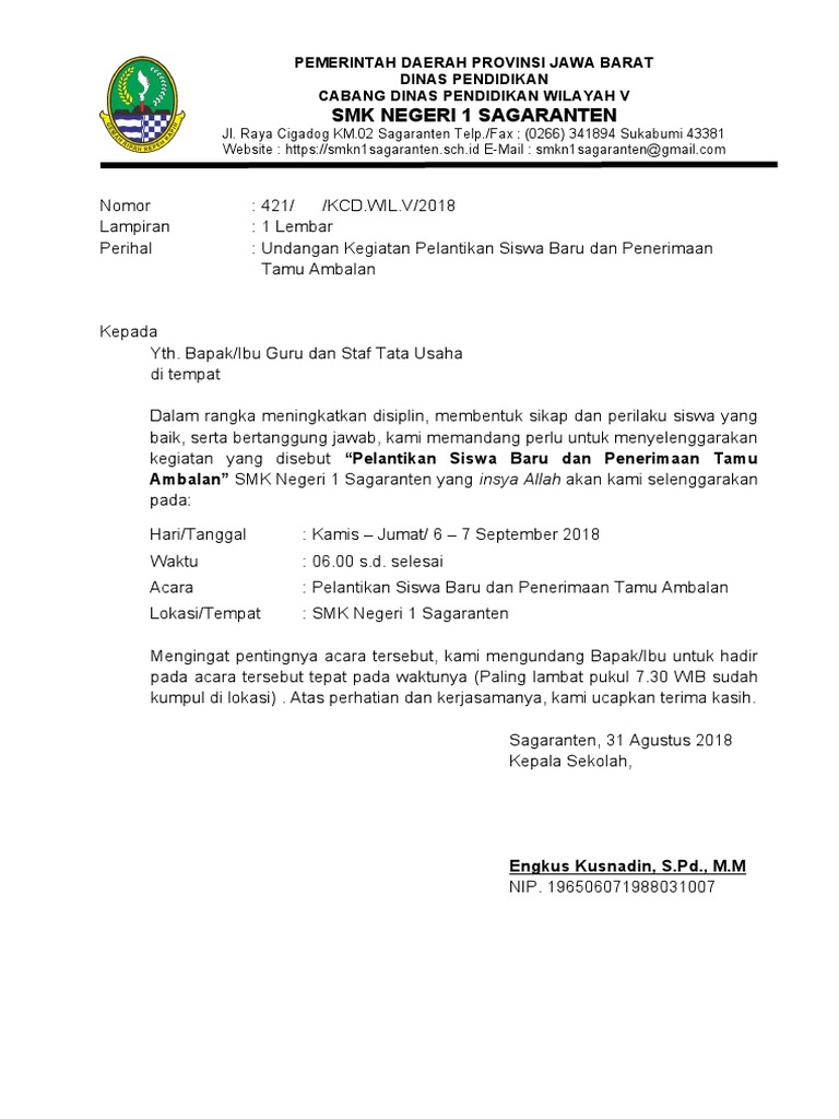 Surat Undangan Guru | PDF