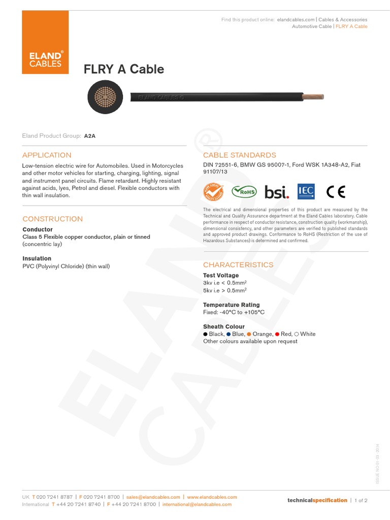 Flry A Cable | PDF | Electrical Wiring | Electricity