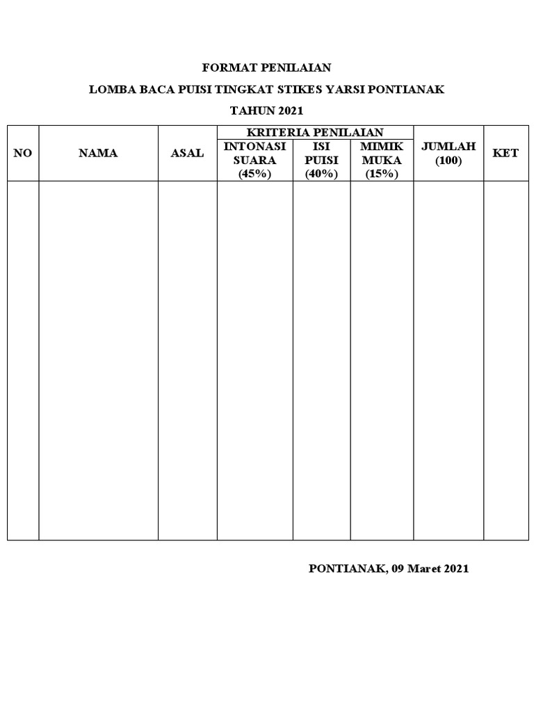 Format Penilaian Puisi | PDF