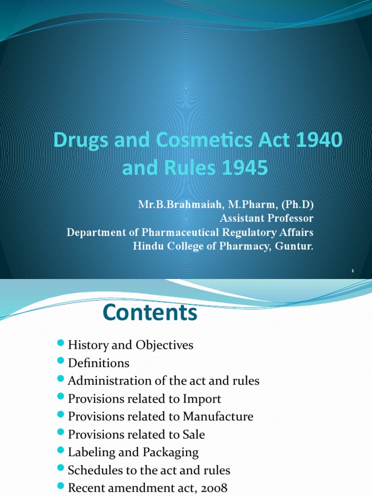 Drugs and Cosmetic Act | PDF | Pharmacy | Drugs