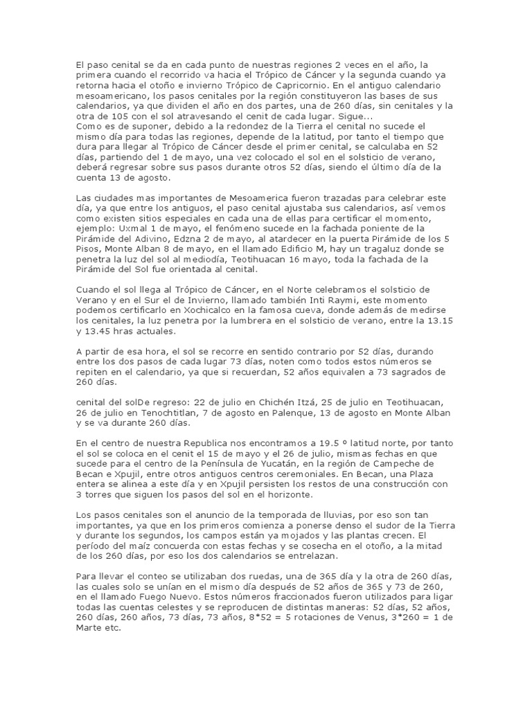 Cenit Solar y Solsticio en Mesoamerica | PDF | Science | Astronomía