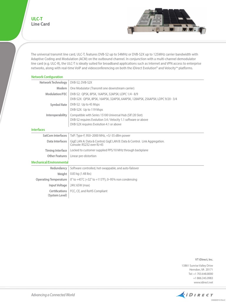 IDirect Spec Sheet ULC T | PDF | Computer Network | Computer Architecture