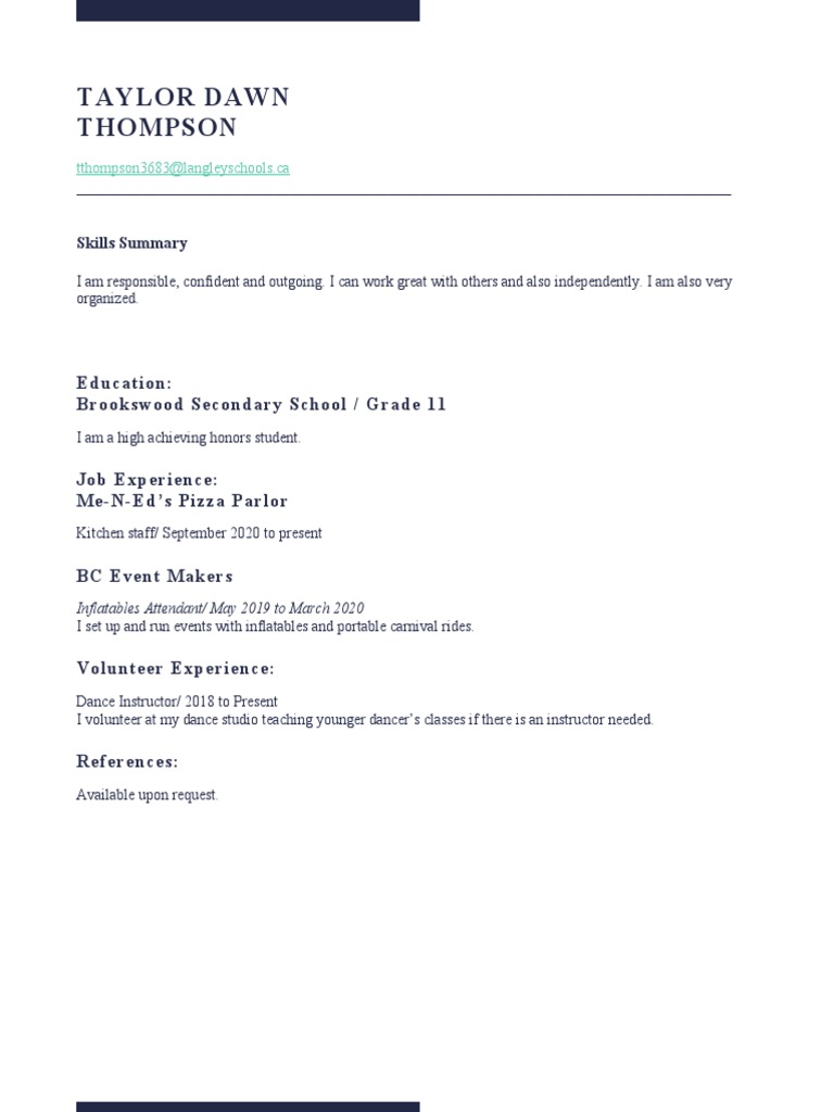 Taylor Thompson Resume | PDF