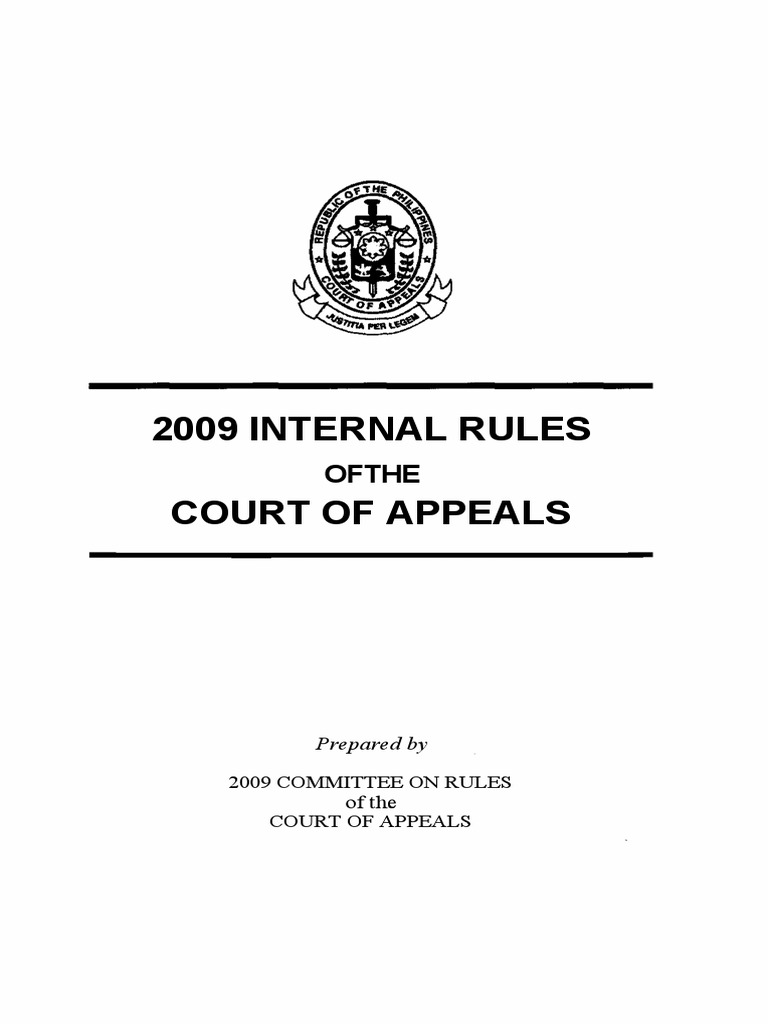 2009 Internal Rules of The Court of Appeals | PDF | Law Clerk | En Banc