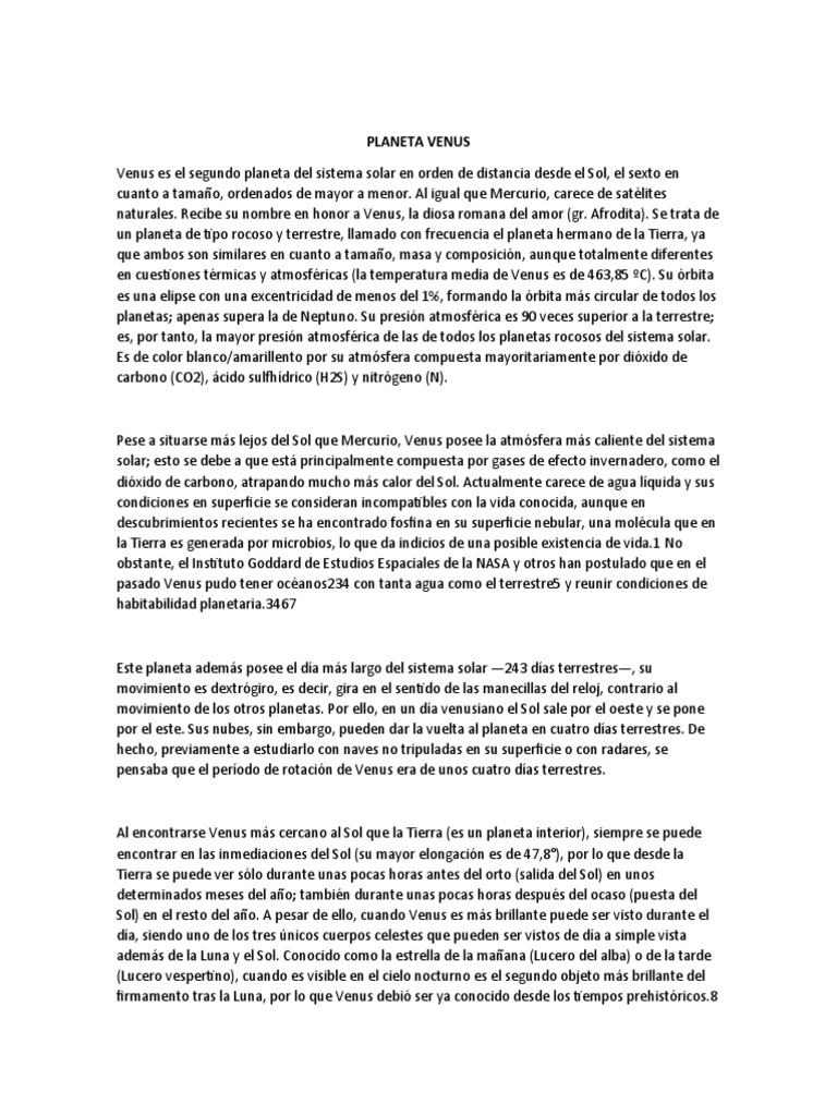 Planeta Venus | PDF | Venus | Atmósfera