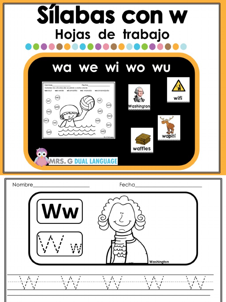 10 - Sílabas Con La Letra W - Hojas de Trabajo | PDF