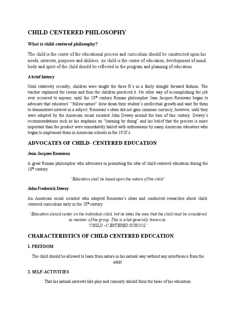 Understanding Child-Centered Education | PDF | John Dewey | Curriculum